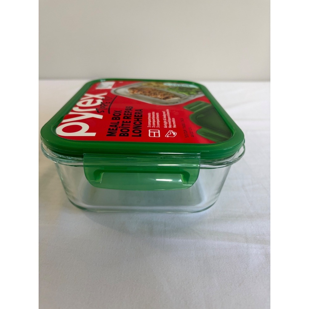 Pyrex | Kitchen | Pyrex Store It 3 Compartment Glass Meal Prep Box 55 ...